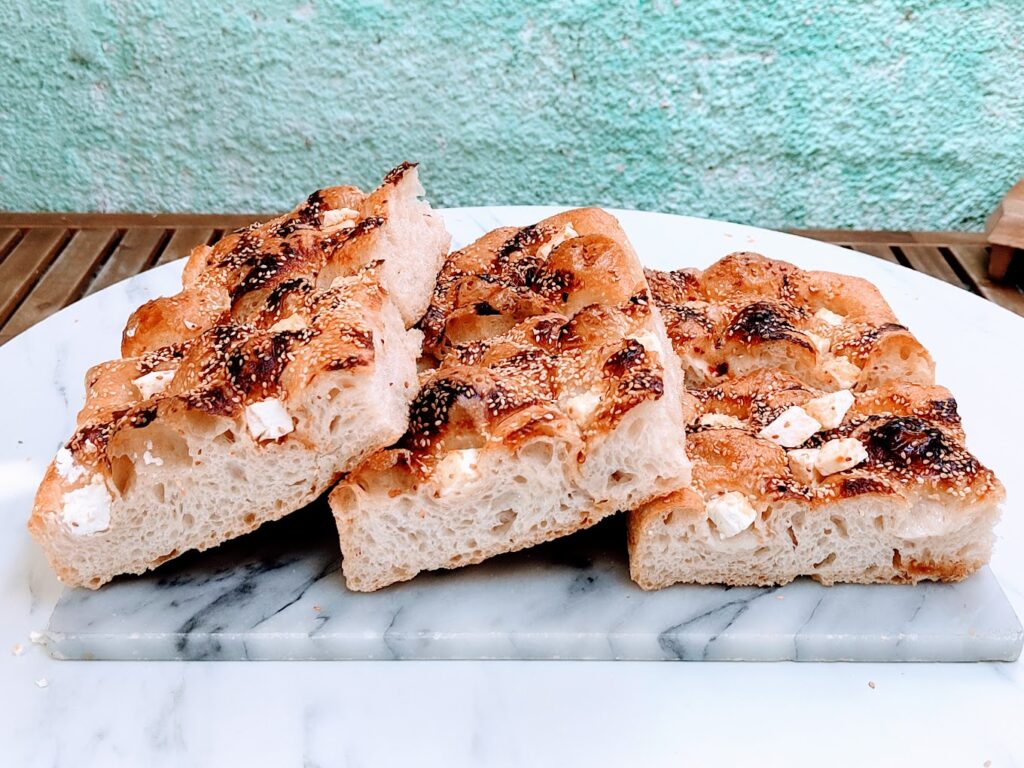 Feta, Sesame & Honey Focaccia Tray – Birch Bread